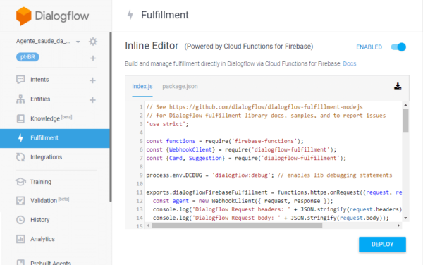 Dialogflow - Plataforma para desenvolvimento de ChatBots - Embarcados
